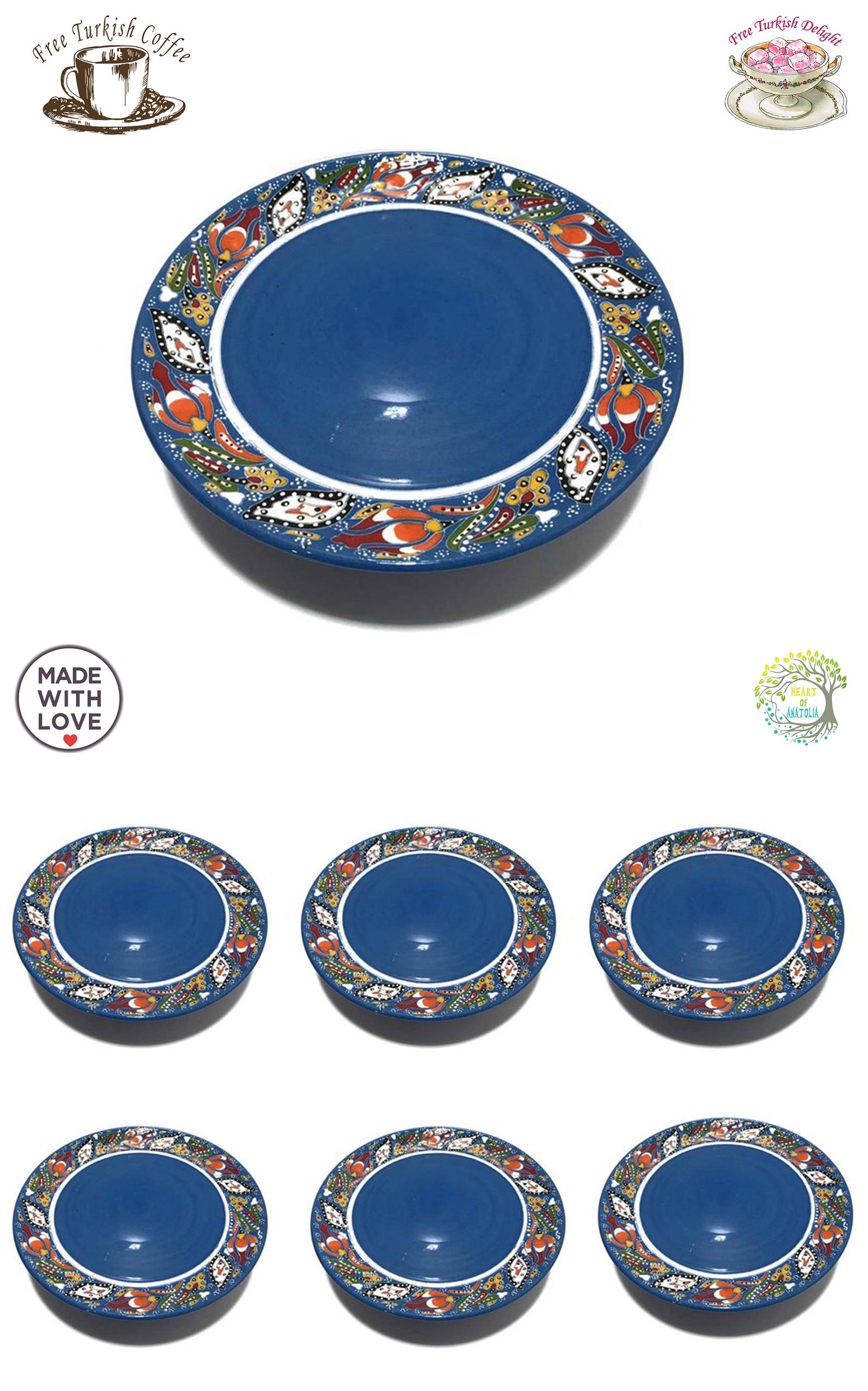 Set of 6 Ceramic Dessert Cake Serving Plates Colorfull - Etsy