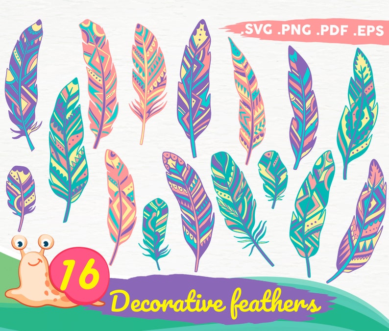Feathers Svg, Decorative Feather SVG Bundle, Feathers Svg, Boho Feather ...