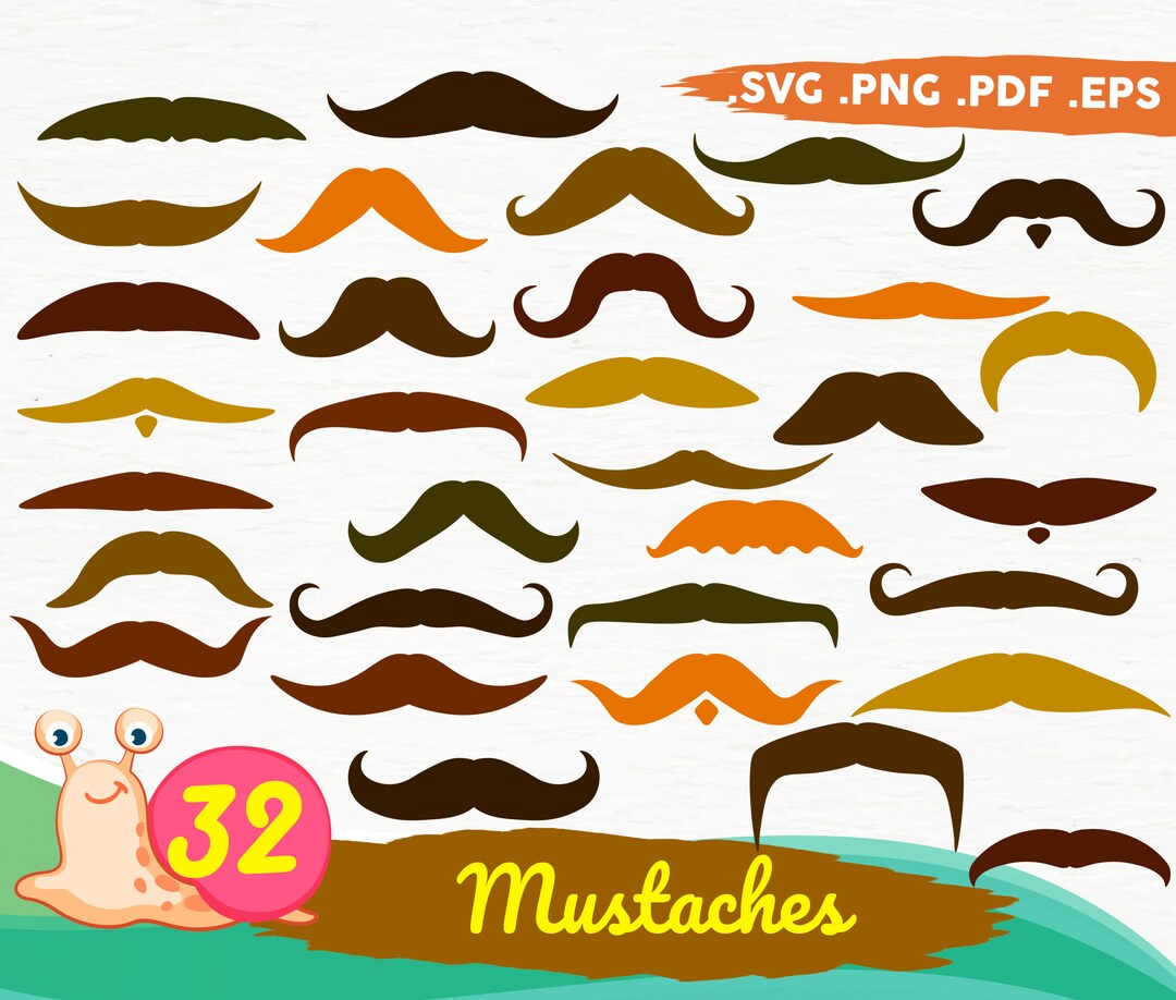 Snor Svg Bundel, Facial Hair Clipart, Snor Png, Snor Clipart, Snor ...