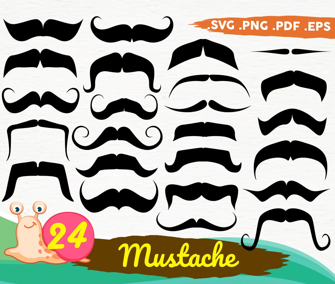 Mustache Svg Bundle, Facial Hair Clipart, Mustache Png, Mustache ...