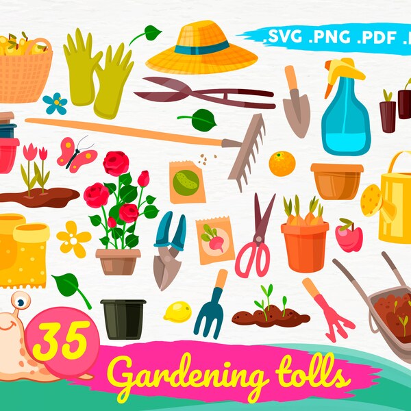 Gardening Clipart - Etsy