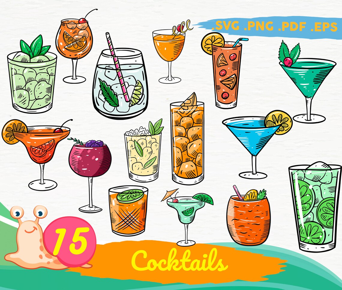 Drink Svg Cocktails Svgtropical Drink Svg Alcohol Svg Wine - Etsy