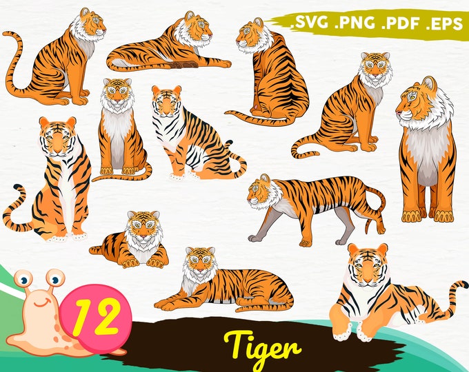 Tiger Digital Clipart - Individual PNG Files - Logo Elements - Wedding ...