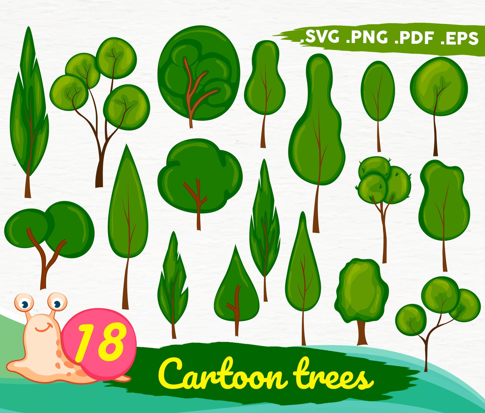 Cartoon Trees Svg,tree Silhouette, Trees Design ,nature Design,trees ...