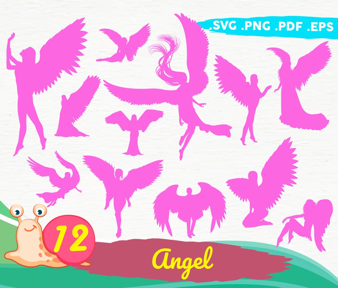 Angel Svg ,angel Silhouette Svg, Pink Angel Svg, Angel Wings Svg,wings ...