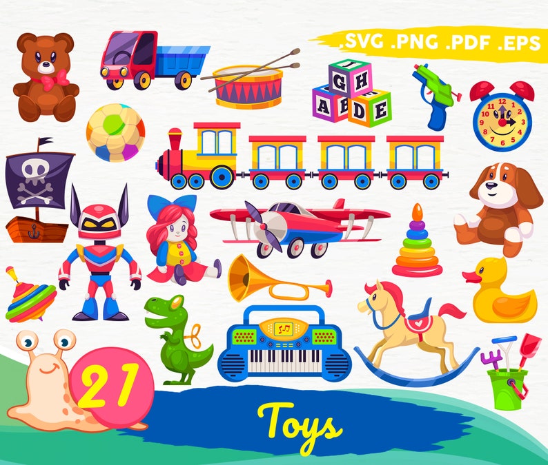 Kids Toys SVG, Toys for Children SVG, Cars Svg, Teddy Bear Svg, Ball ...
