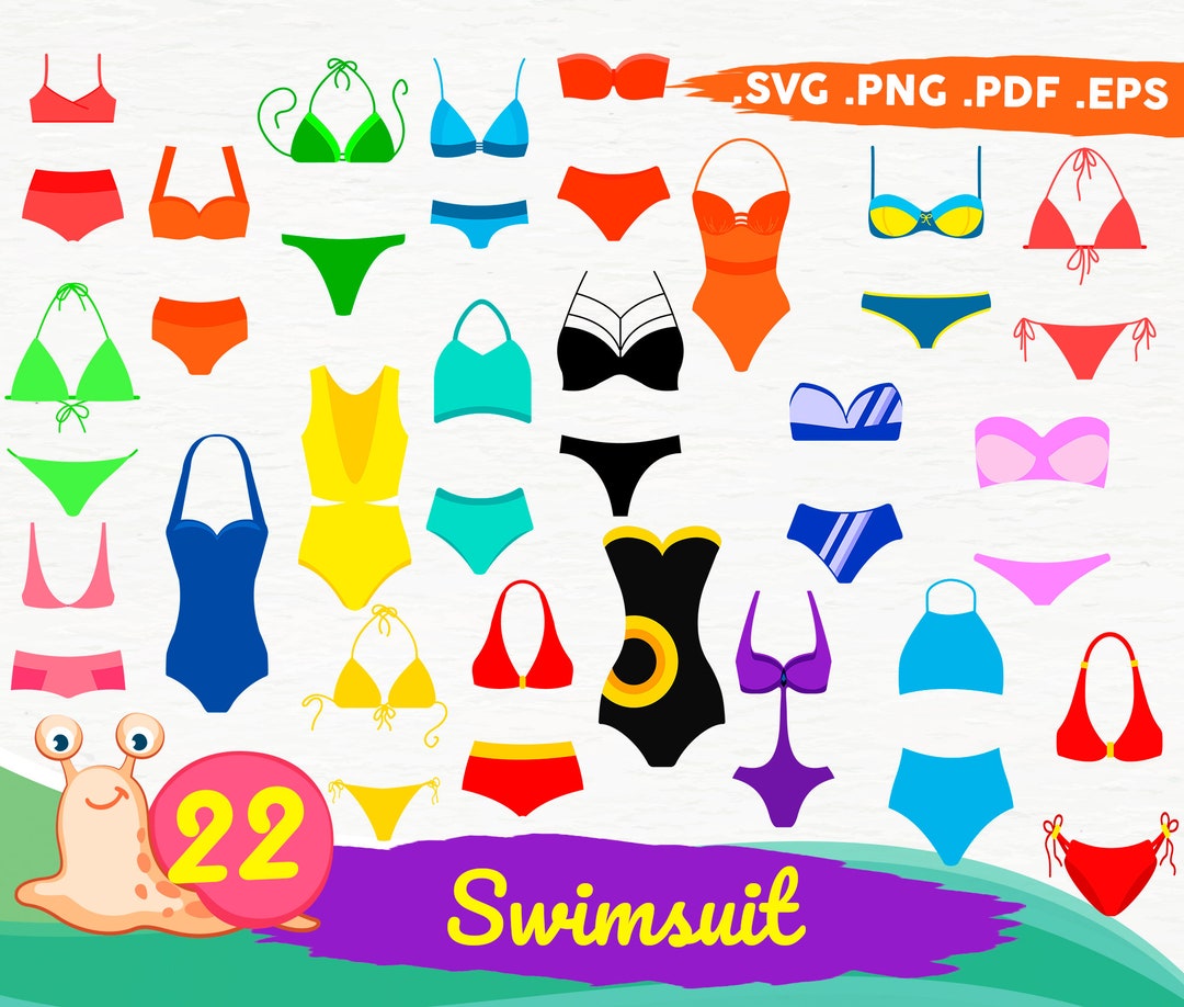 Swimwears Bikinis Silhouettes Digital Clipart Files Eps Bikinis