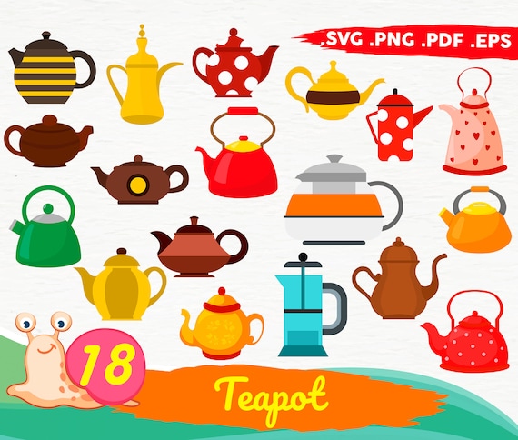 Tea Kettle SVG Bundle Teapot SVG Tea Kettle Clipart Cut | Etsy