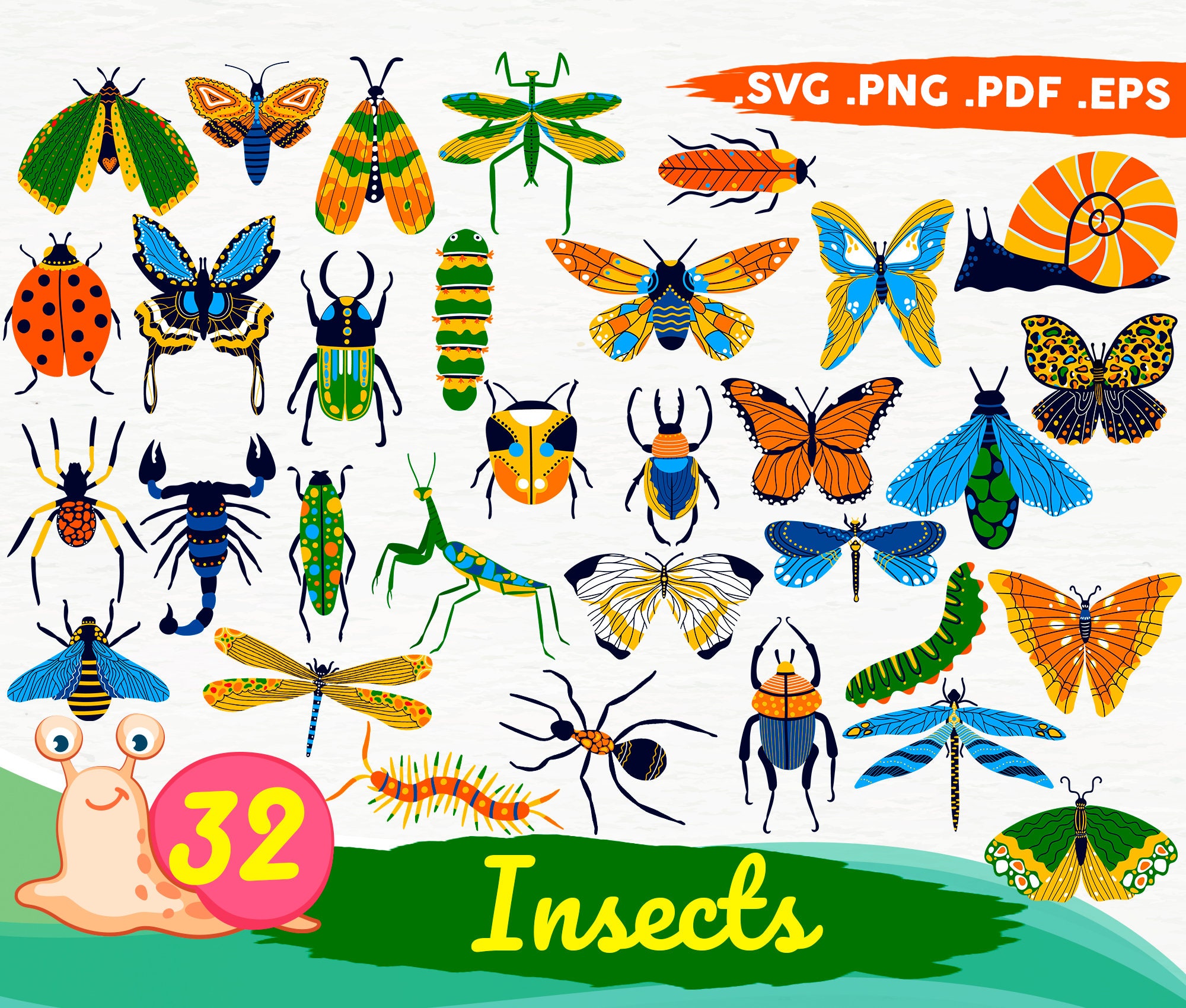 INSECT SVG, Butterfly Svg, Insect Clipart, Dragonfly Svg, Bug Svg ...