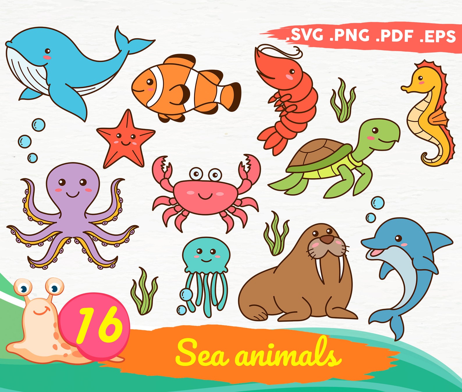 Sea Creature Svg, Sea Animal Bundles, Sea Animal Svg, Sea Life Svg ...