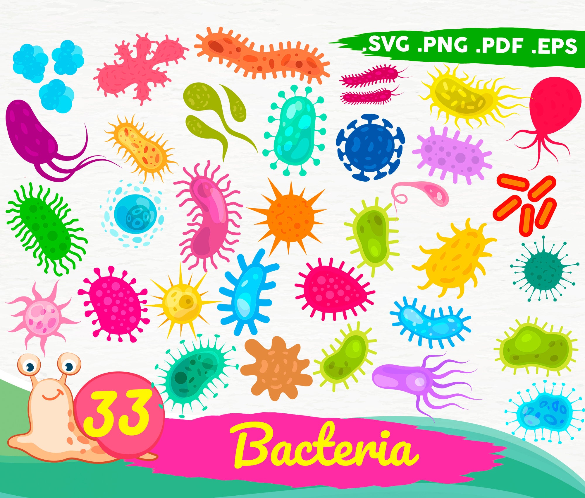 Digital Bacteria svg,Boilogy svg,Bacteria Clipart Collection,Virus svg ...