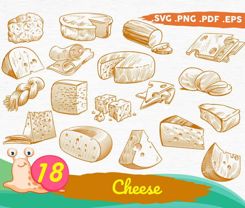 Paquete SVG de queso, queso SVG, imágenes prediseñadas de queso ...
