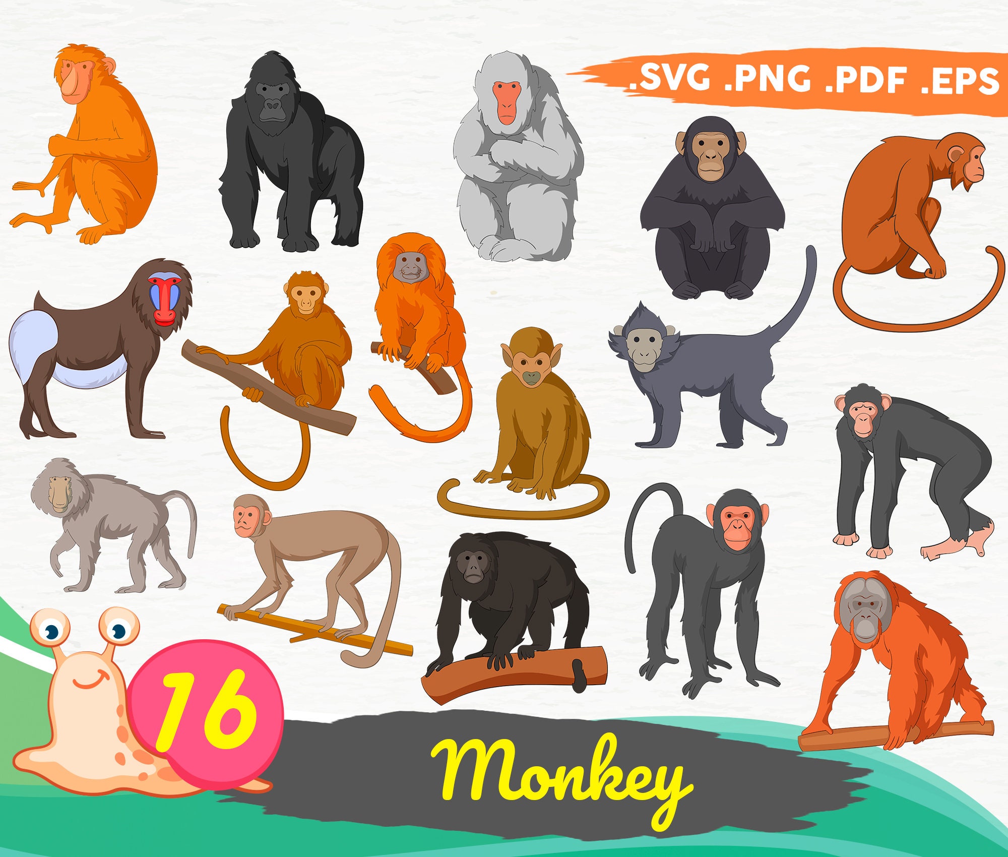 Monkeys Svg,monkey Svg,baby Monkey Silhouette ,monkey Vector ,baby ...