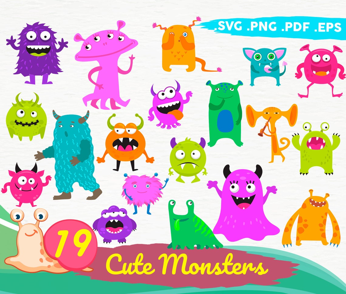 Monster Clipart, Baby Monster, Cute Monster,monsters Clipart Set ...