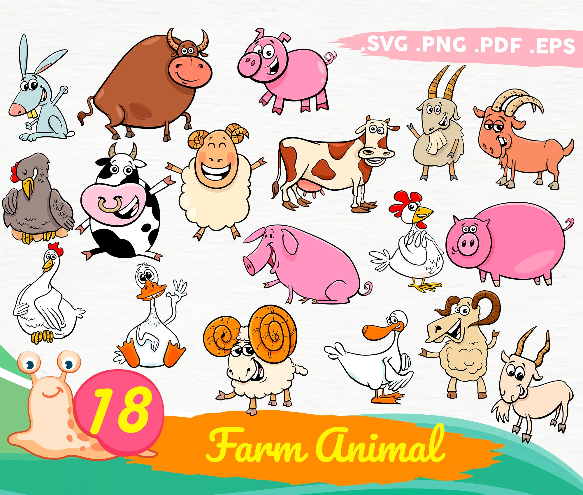 Farm Animal Svg Farm Animal SVG Farm Animal Clip Art Farm - Etsy