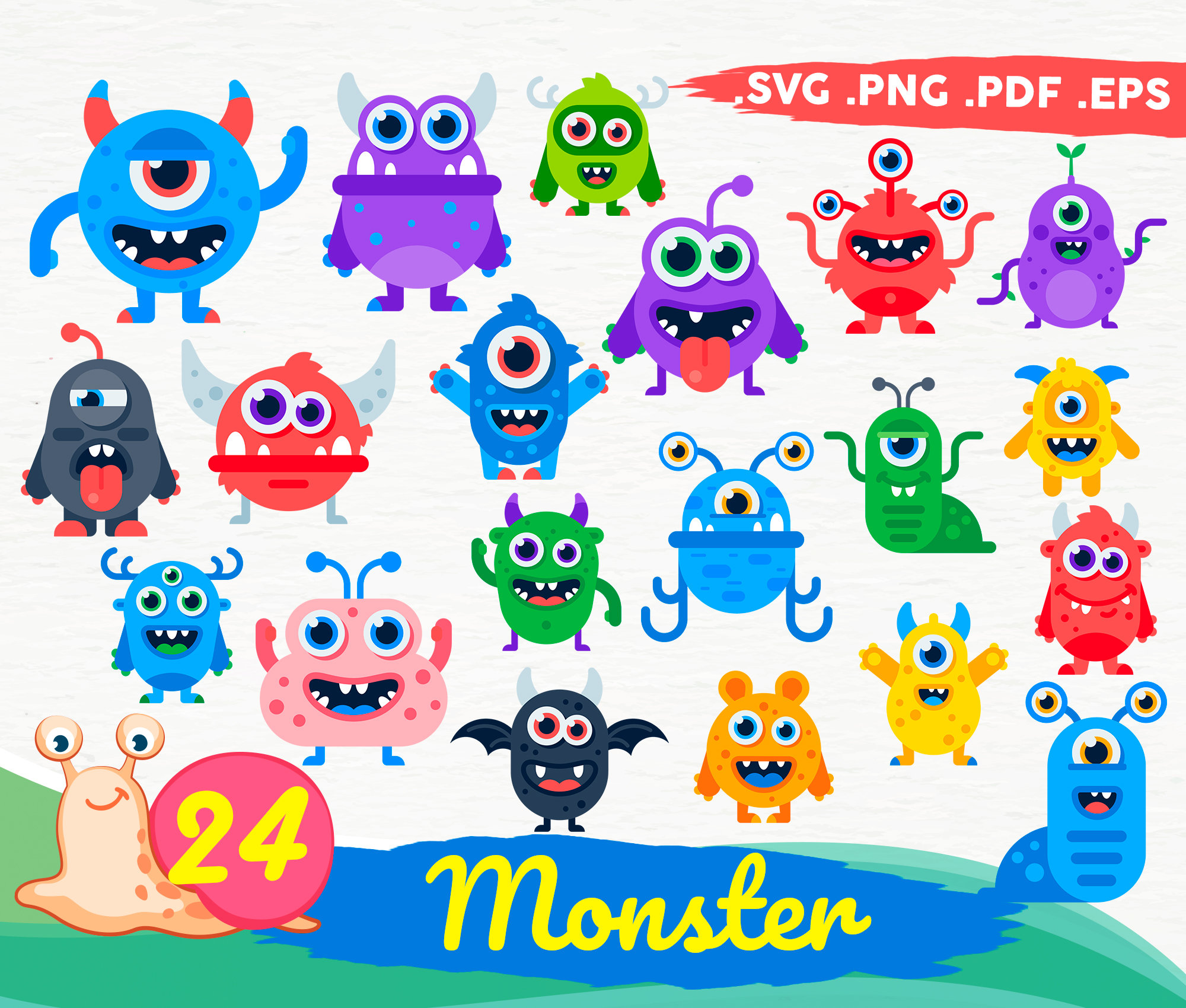Monster Clipart, Baby Monster, Cute Monster,monsters Svg, Friendly ...