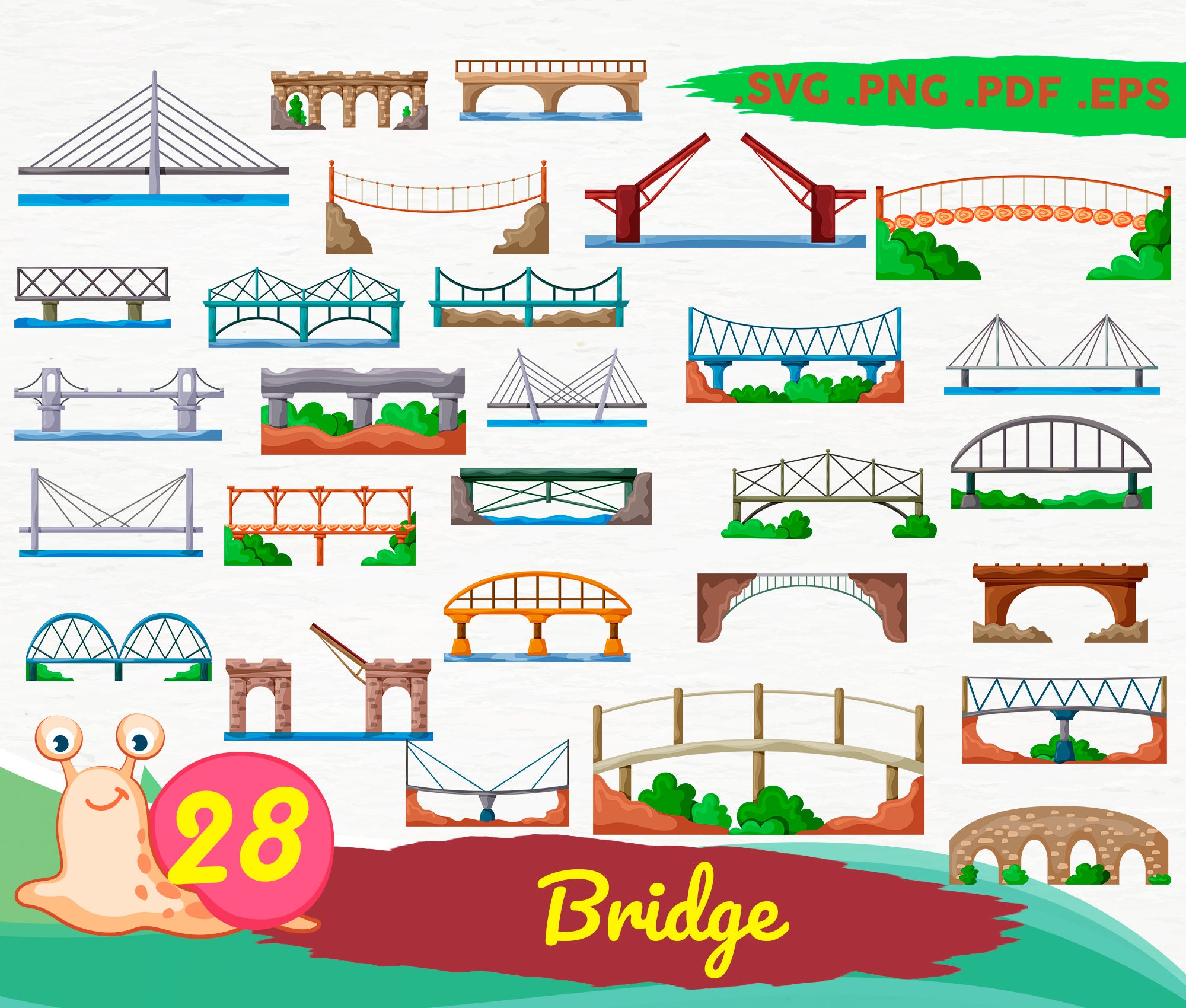 Bridge SVG Bundle, Bridge SVG, Wooden Bridges SVG, Path Svg, Pathway ...