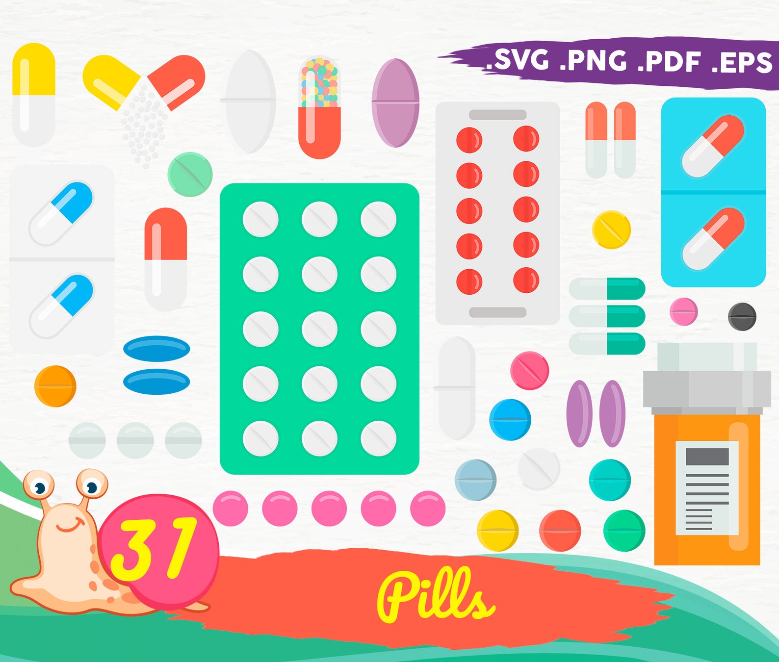 Pill Svg Bundle, Pills Clipart, Pills Vector, Pill Digital,medicine Svg ...