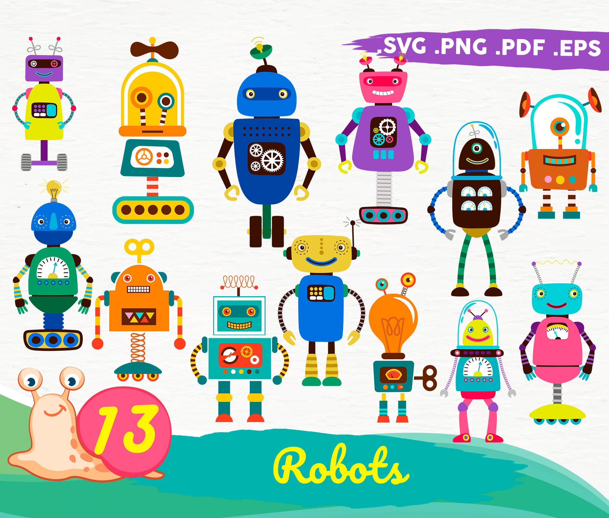 ROBOT SVG Bundle,robots SVG Cut Files,instant Download,printable Vector ...