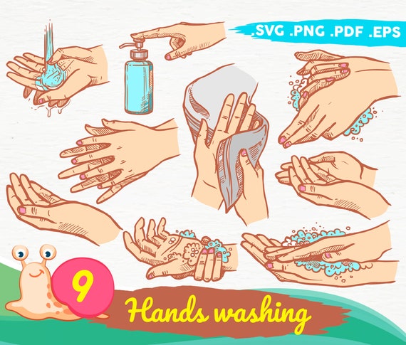 Hands Washing Svg Hand Washing Instruction Svg Hand Washing | Etsy