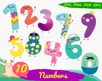 Robot Numbers Clip Art for Scrapbooking Card Making Cupcake Toppers ...