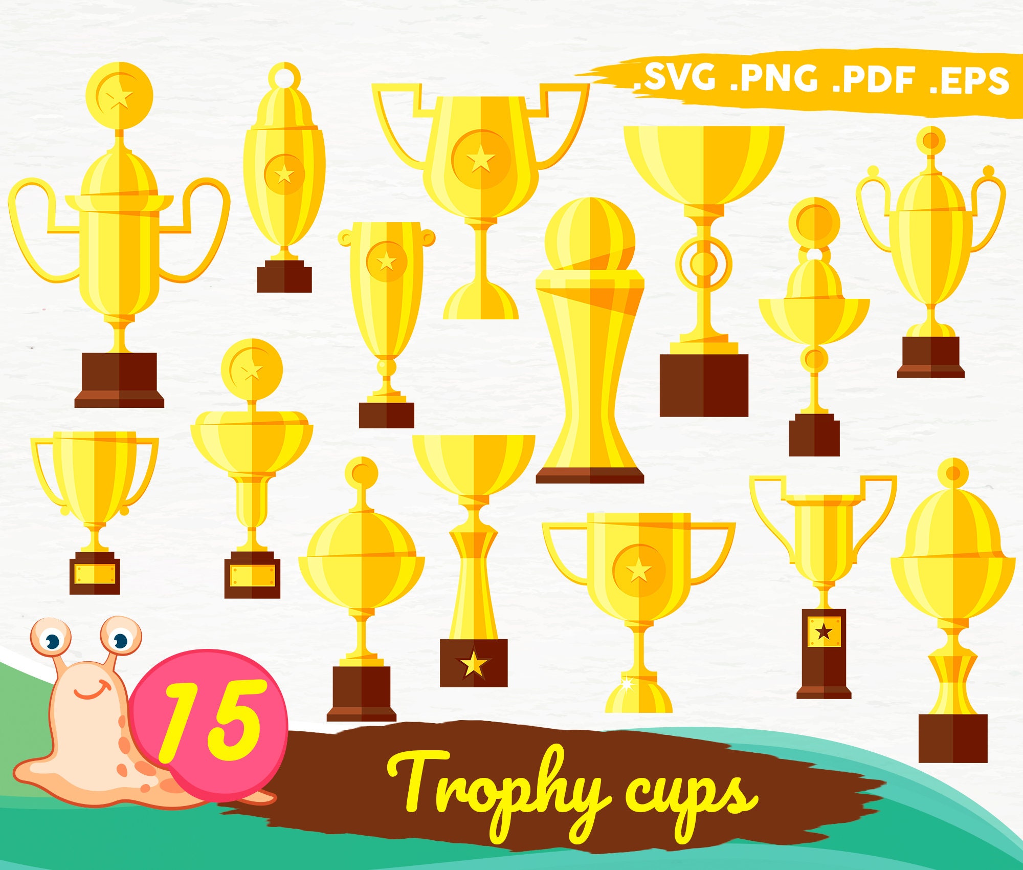 Copas de trofeo svg, Paquete svg de copa de trofeo, medalla de trofeo ...