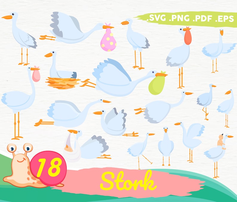 Cute Stork SVG, Baby Stork Svg, Cute Animals Svg, Bird Svg, Stork PNG ...