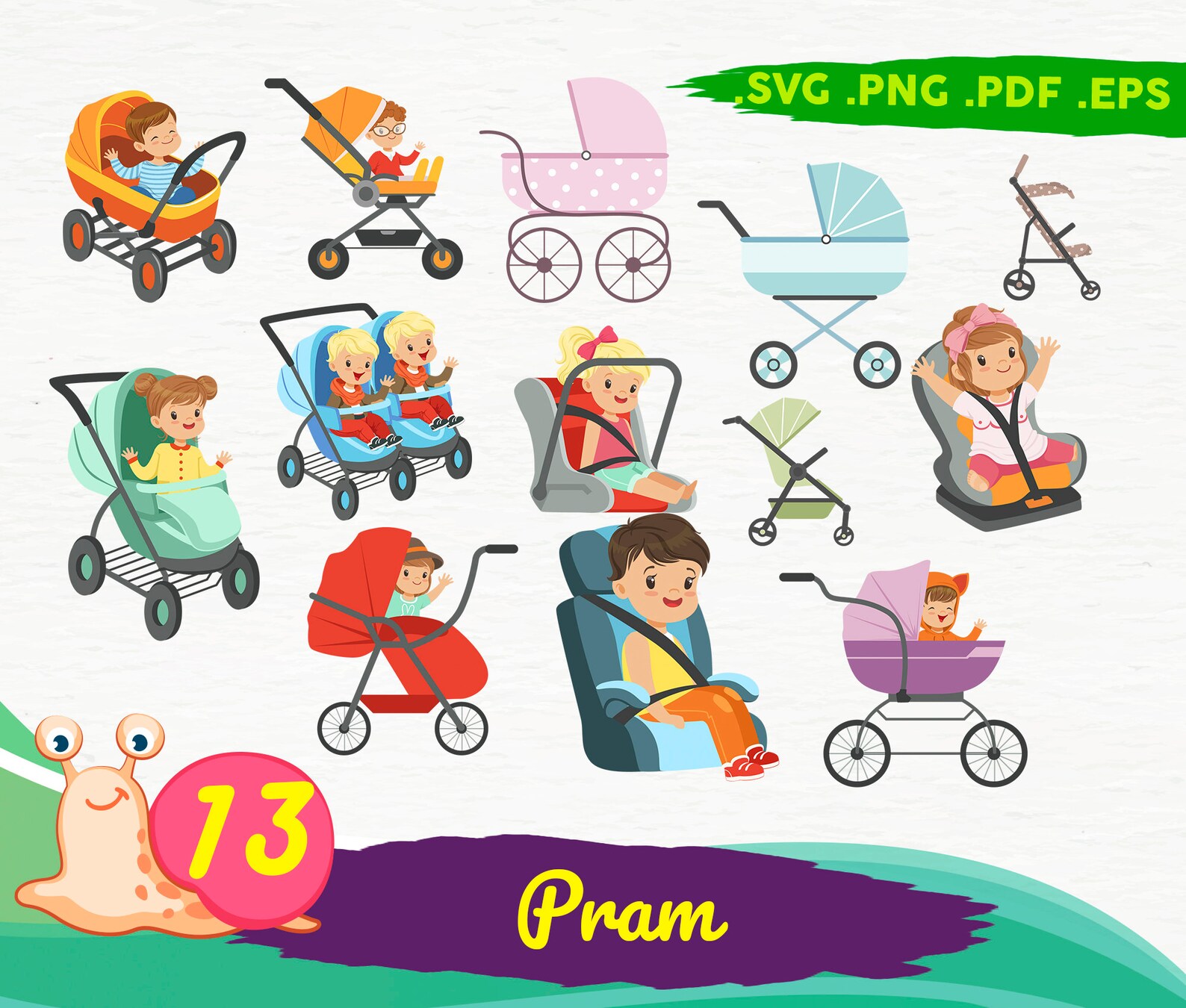 Pram Silhouette Pram Svg Stroller Svgpram - Etsy