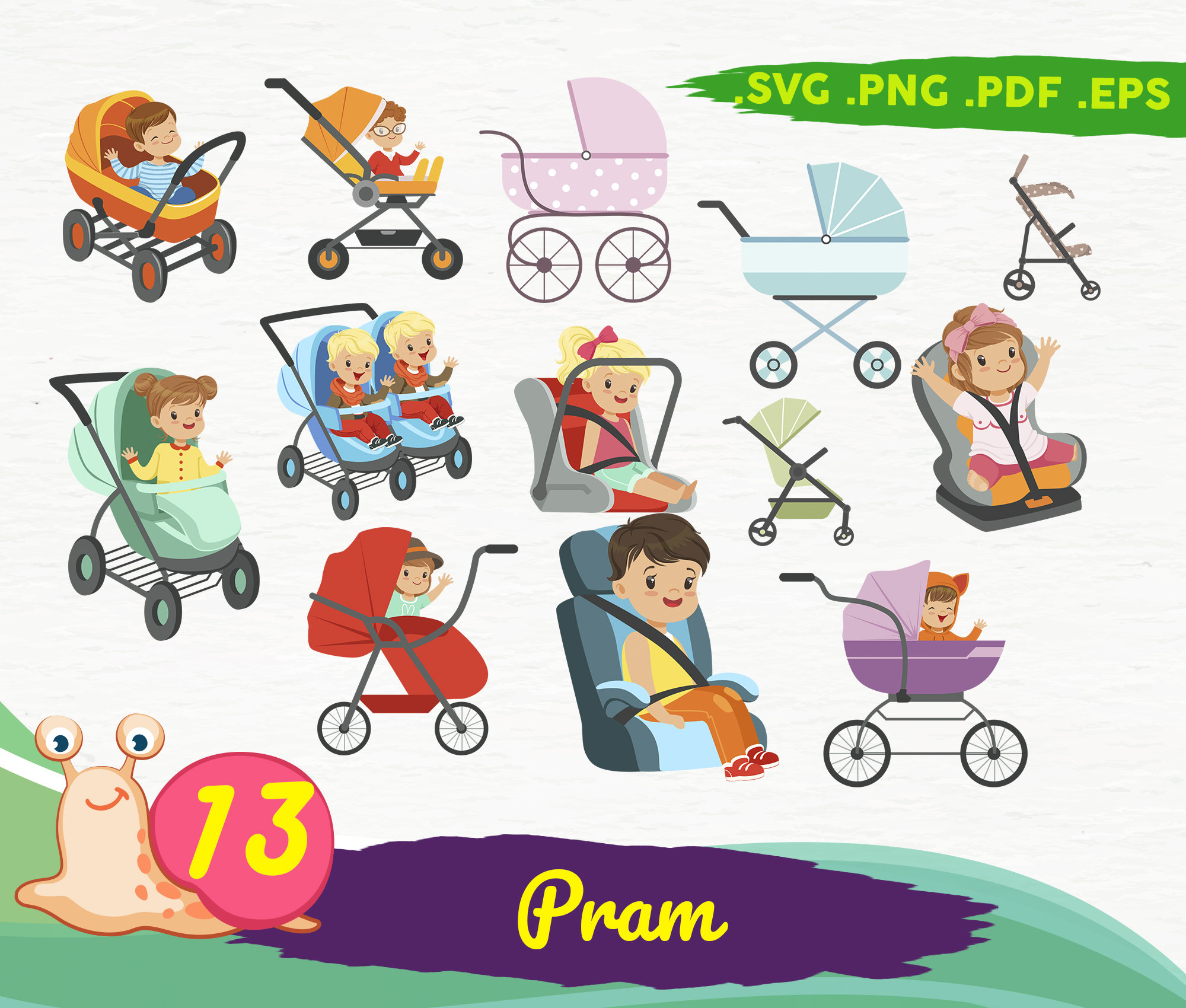 Pram Silhouette Pram Svg Stroller Svgpram - Etsy
