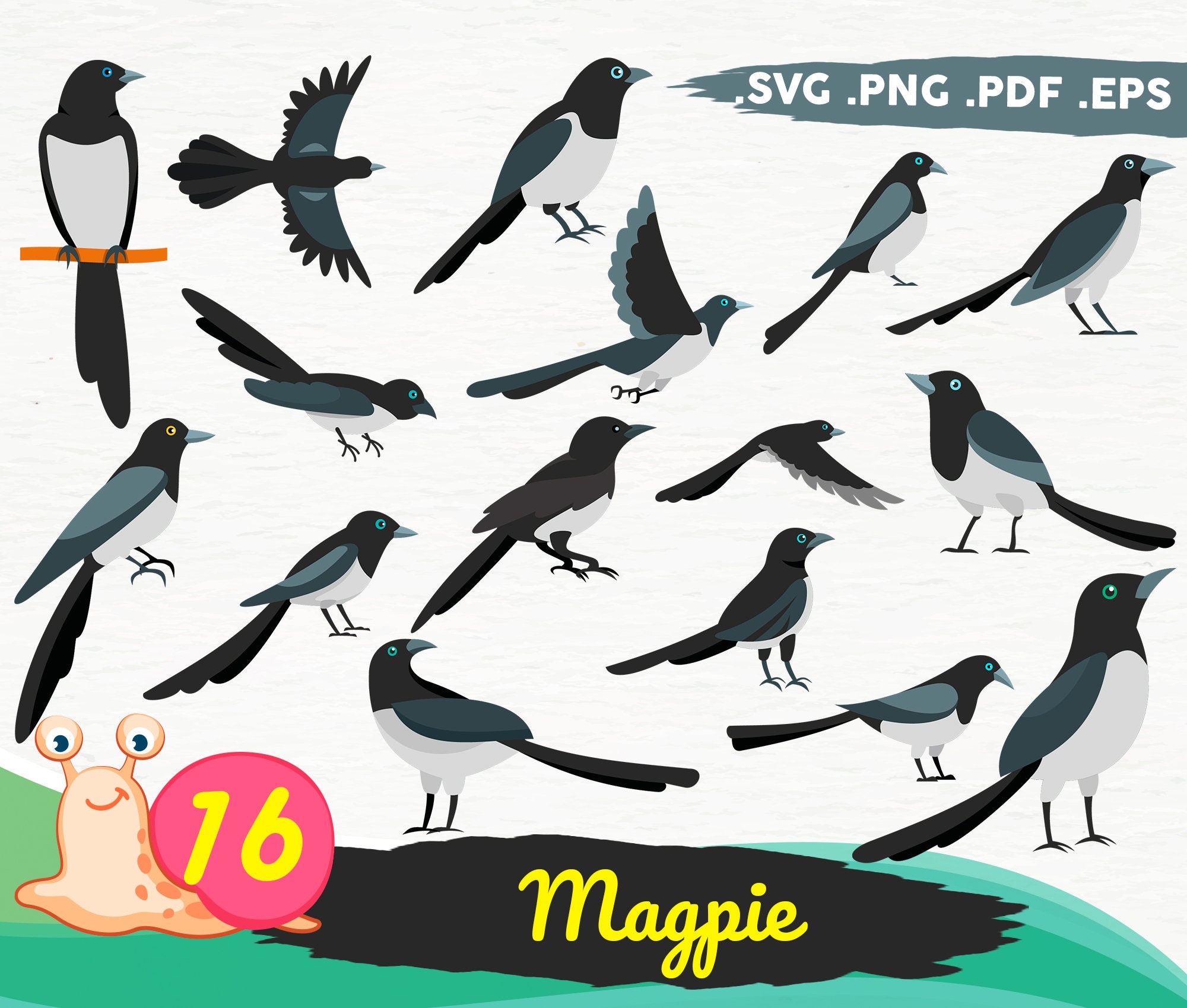 Magpie Svg,magpie Bird SVG Files , Bird Bundle, Flying Bird Svg,sitting ...
