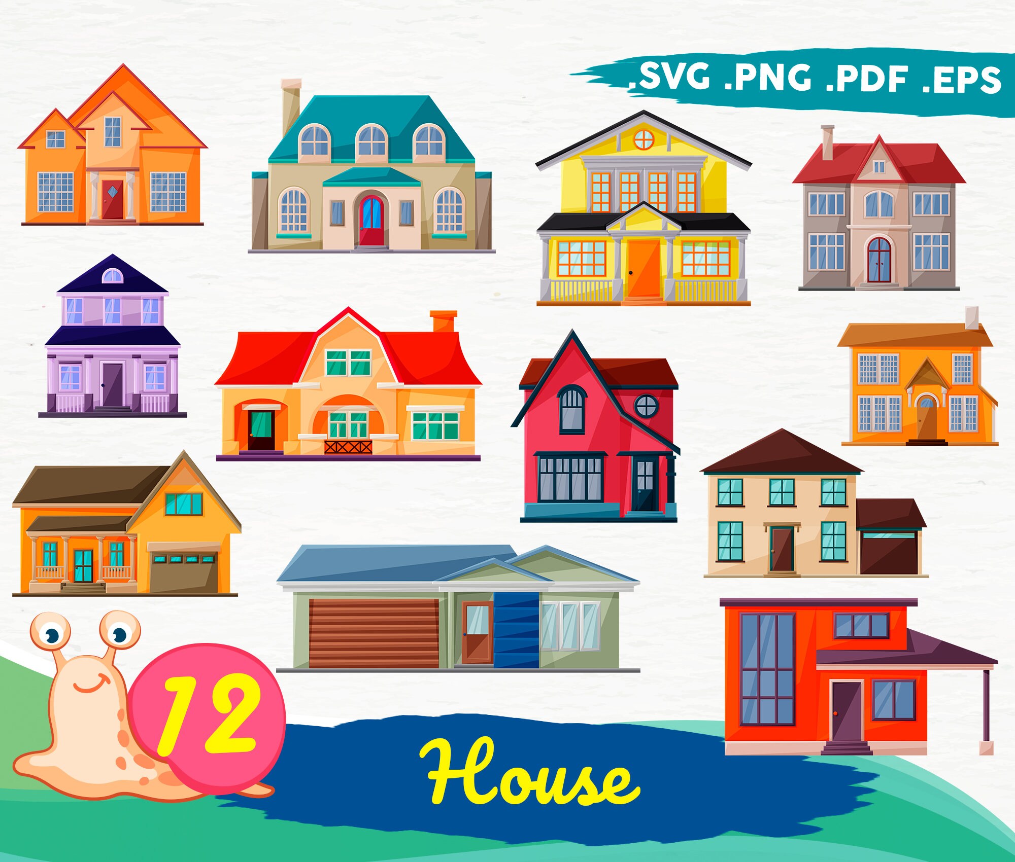 Svg de silhouette de maison, svg à la maison, svg de maison, clipart de ...