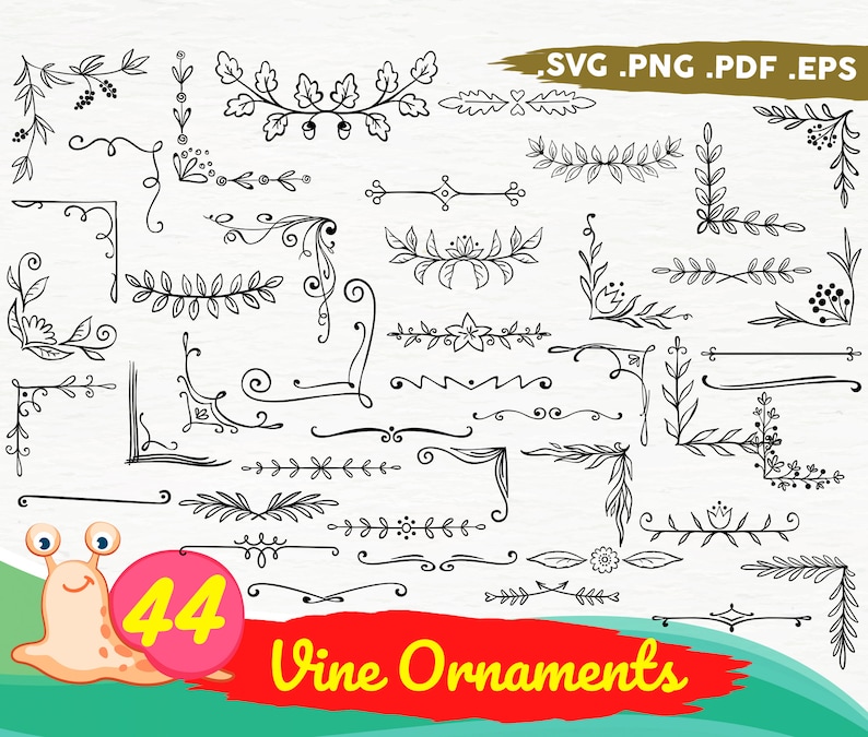 Decorative Ornaments SVG, Swirls Svg, Swirl Decoration,vine Svg ...
