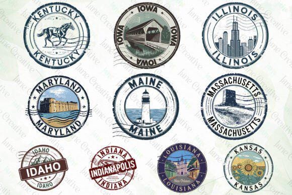 50 State USA Stamp PNG | Digital Download | United States Postal Stamp ...