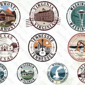 50 State USA Stamp PNG | Digital Download | United States Postal Stamp ...