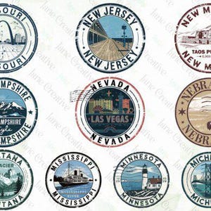 50 State USA Stamp PNG | Digital Download | United States Postal Stamp ...