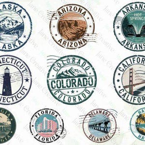 50 State USA Stamp PNG | Digital Download | United States Postal Stamp ...