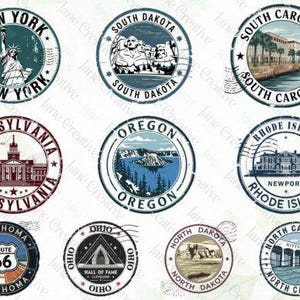 50 State USA Stamp PNG | Digital Download | United States Postal Stamp ...