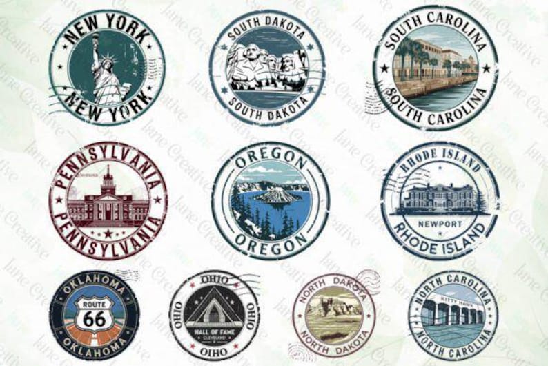 50 State USA Stamp PNG | Digital Download | United States Postal Stamp ...