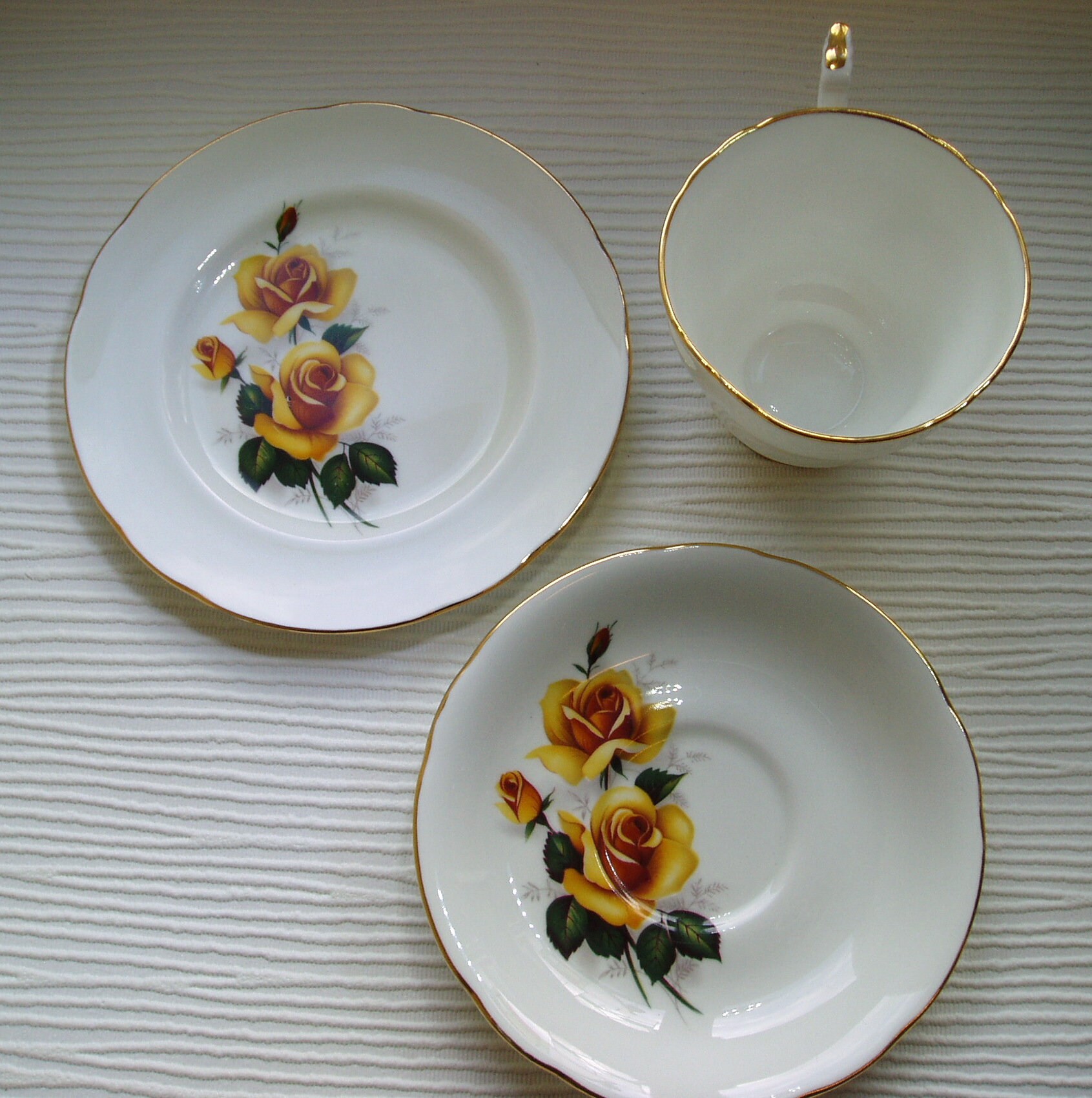 Vintage 'Regency' Bone China Trio. Made In England Golden Yellow Rose ...