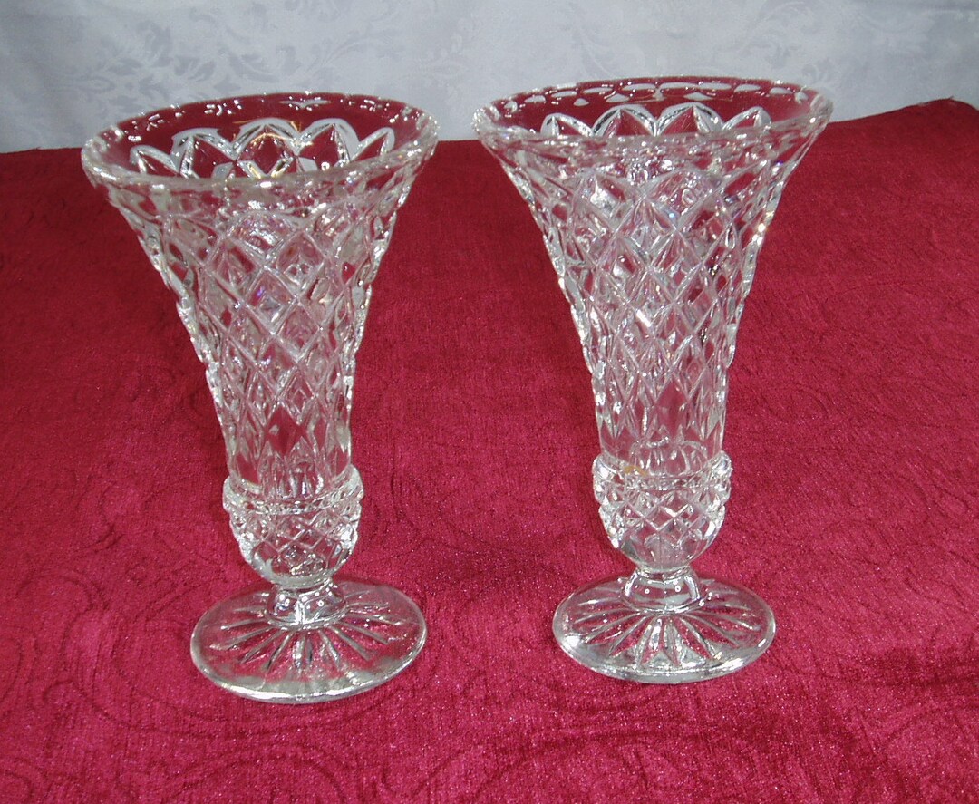 Pair of Vintage Pressed Glass Bud Vases. - Etsy