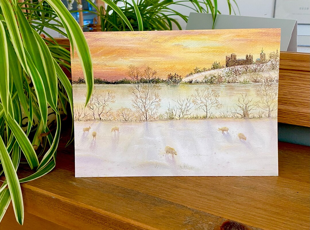 Christmas Card Winter Sunrise Over Sheep Field at Linlithgow Loch - Etsy