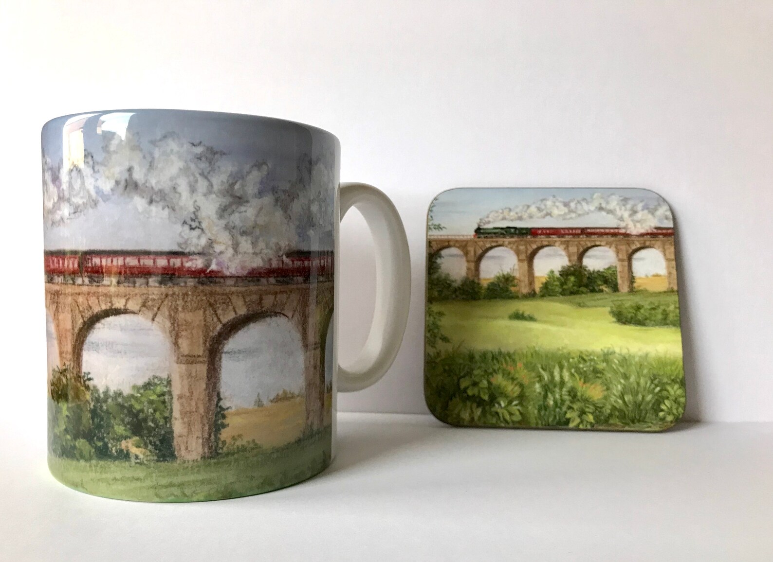 Mug and Coaster Set - Flying Scotsman Steaming Across the Avon Viaduct ...