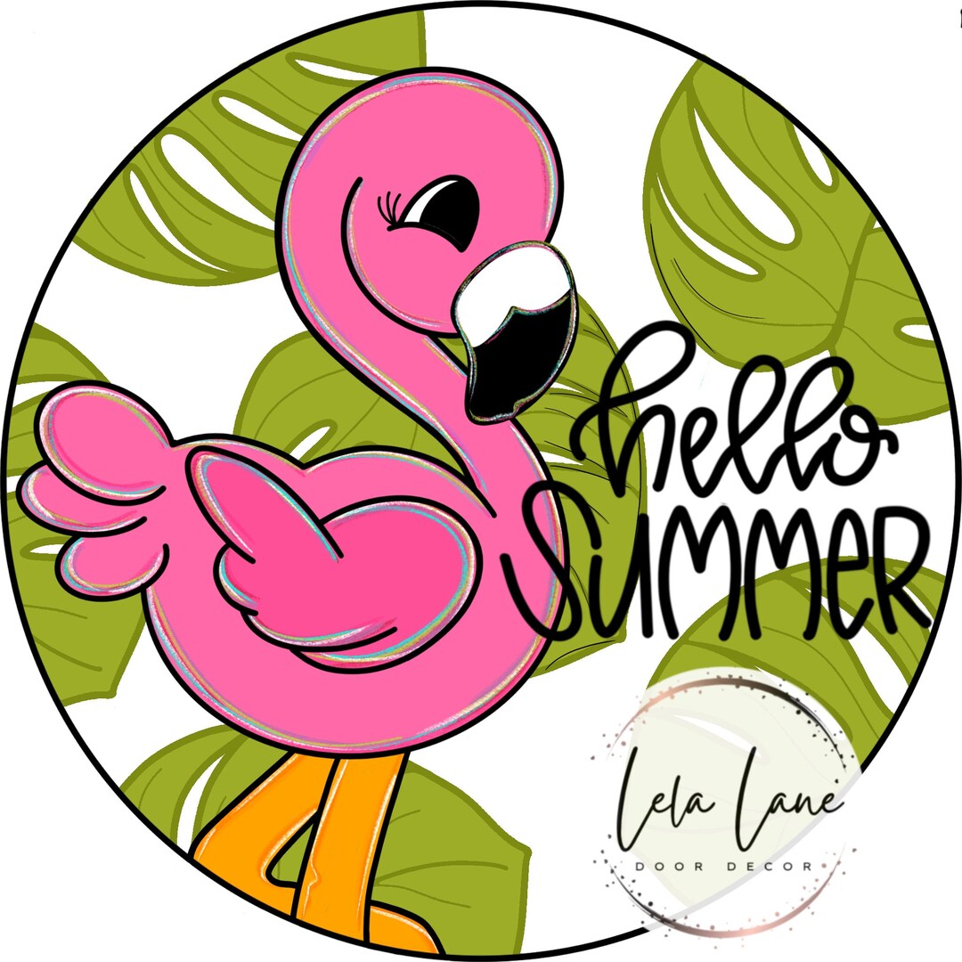 TEMPLATE: Flamingo, Hello Summer, Door Hanger - Etsy