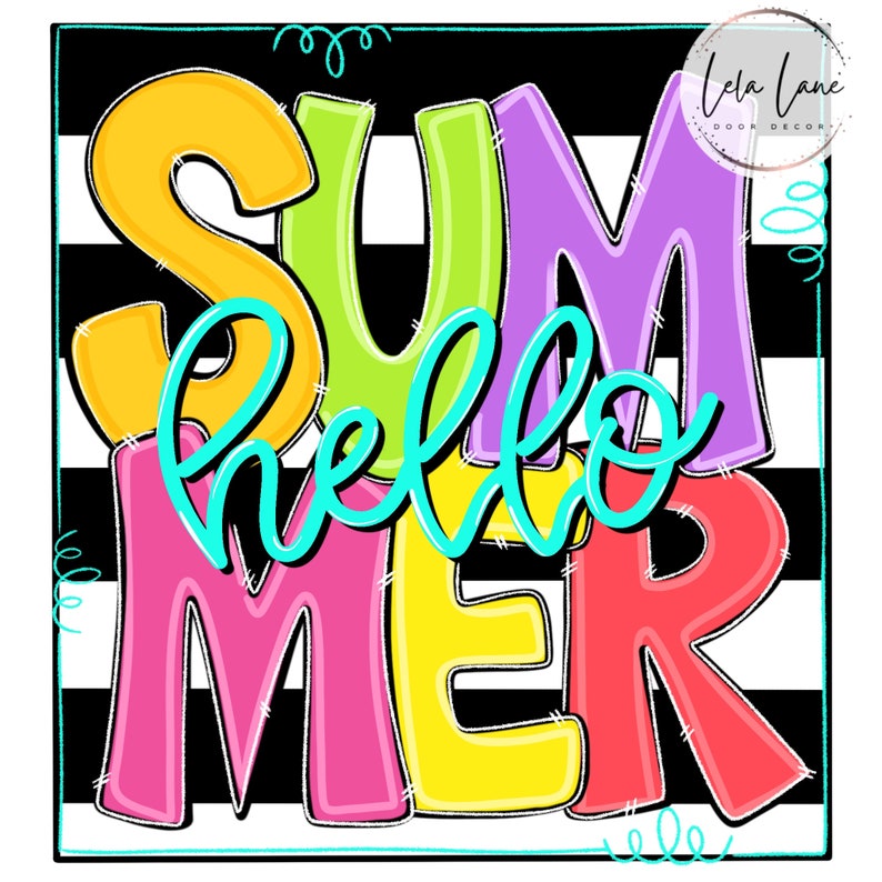 Template: Hello Summer, Door Hanger, Summer - Etsy