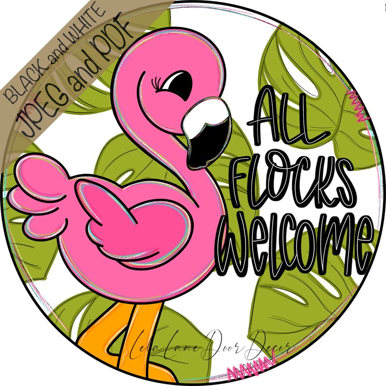 TEMPLATE: Flamingo Door Hanger Template, Summer Door Hanger Template - Etsy