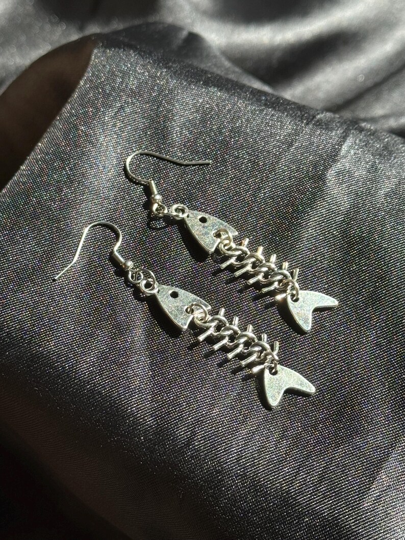 BARBED WIRE FISH Earrings,skeleton Fish Earrings,boney Fish Earrings ...