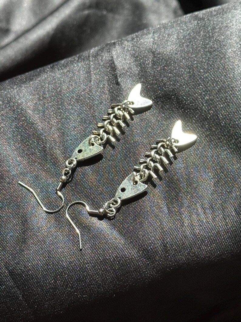 BARBED WIRE FISH Earrings,skeleton Fish Earrings,boney Fish Earrings ...