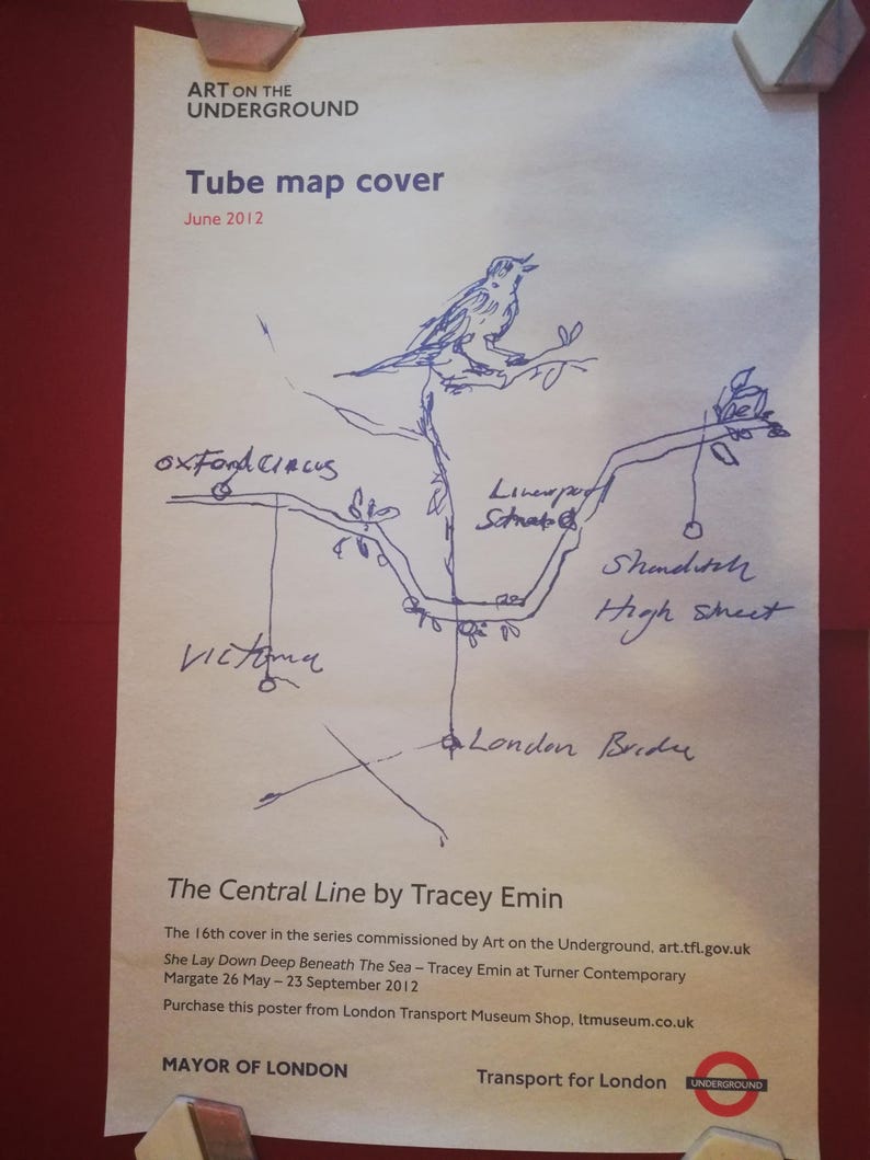Tracey Emin The Central Line Tube Map Poster 2012 - Etsy.de