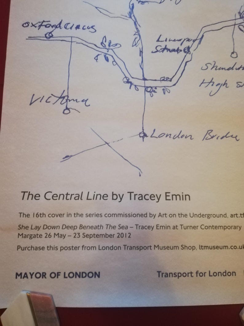 Tracey Emin The Central Line Tube Map Poster 2012 - Etsy.de