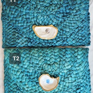 Woven Straw Clutch Purse With Hand Gilded Oyster Shell. Shell Beach ...